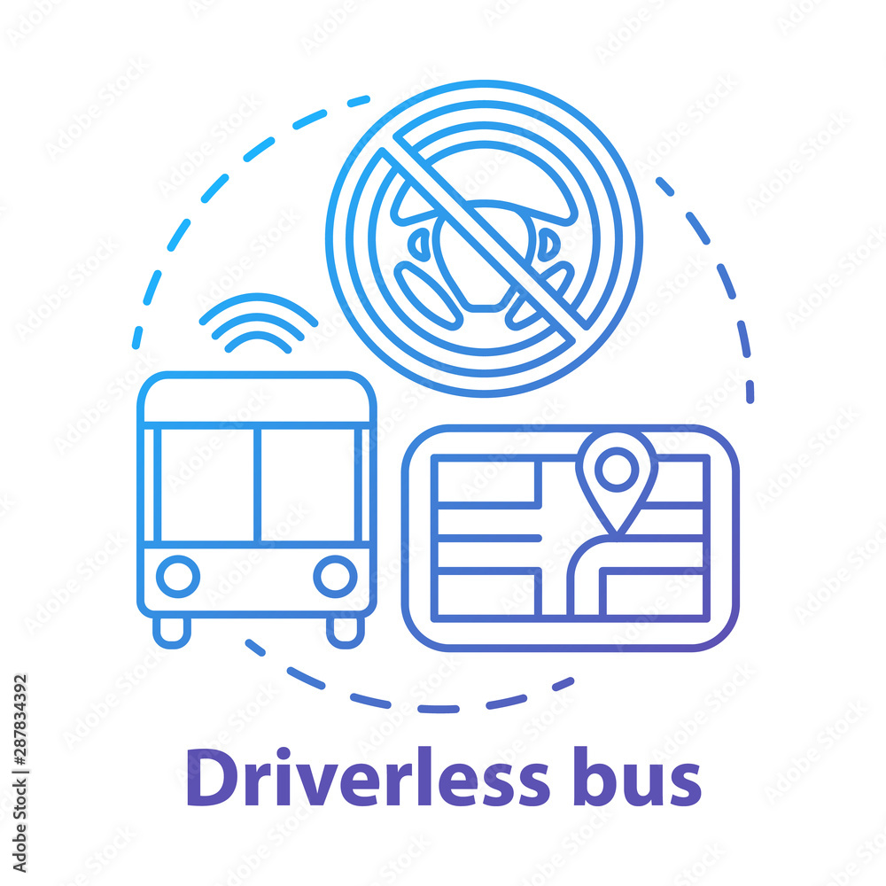Driverless bus concept icon. Autopilot for city passenger ...