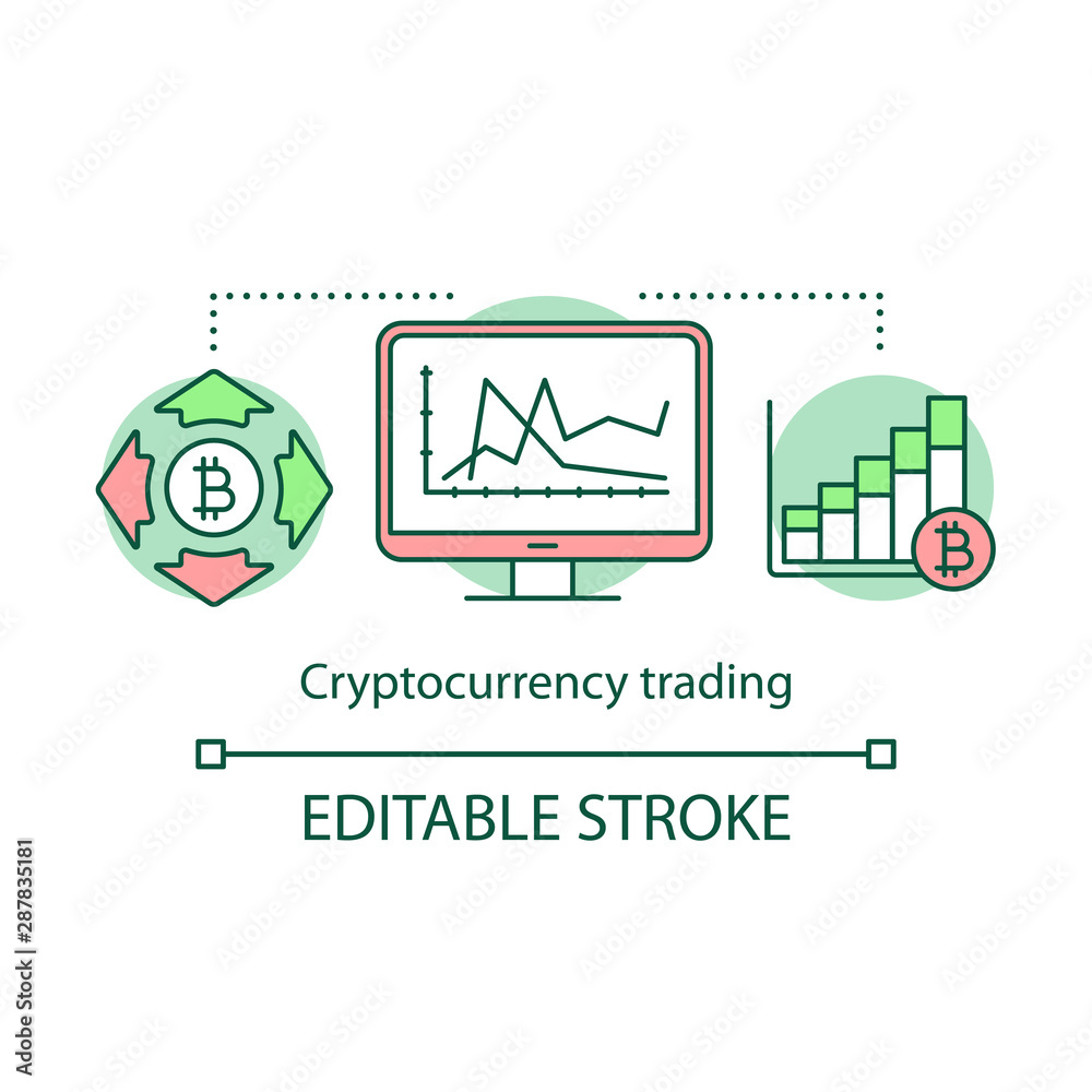 Cryptocurrency trading concept icon. Buying and selling bitcoins idea ...