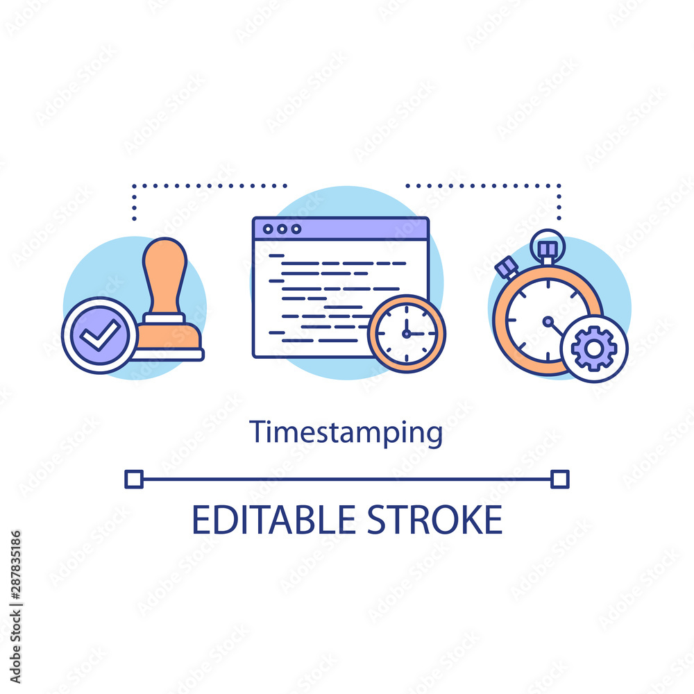 Vector de Stock Timestamping concept icon. Network management idea thin ...