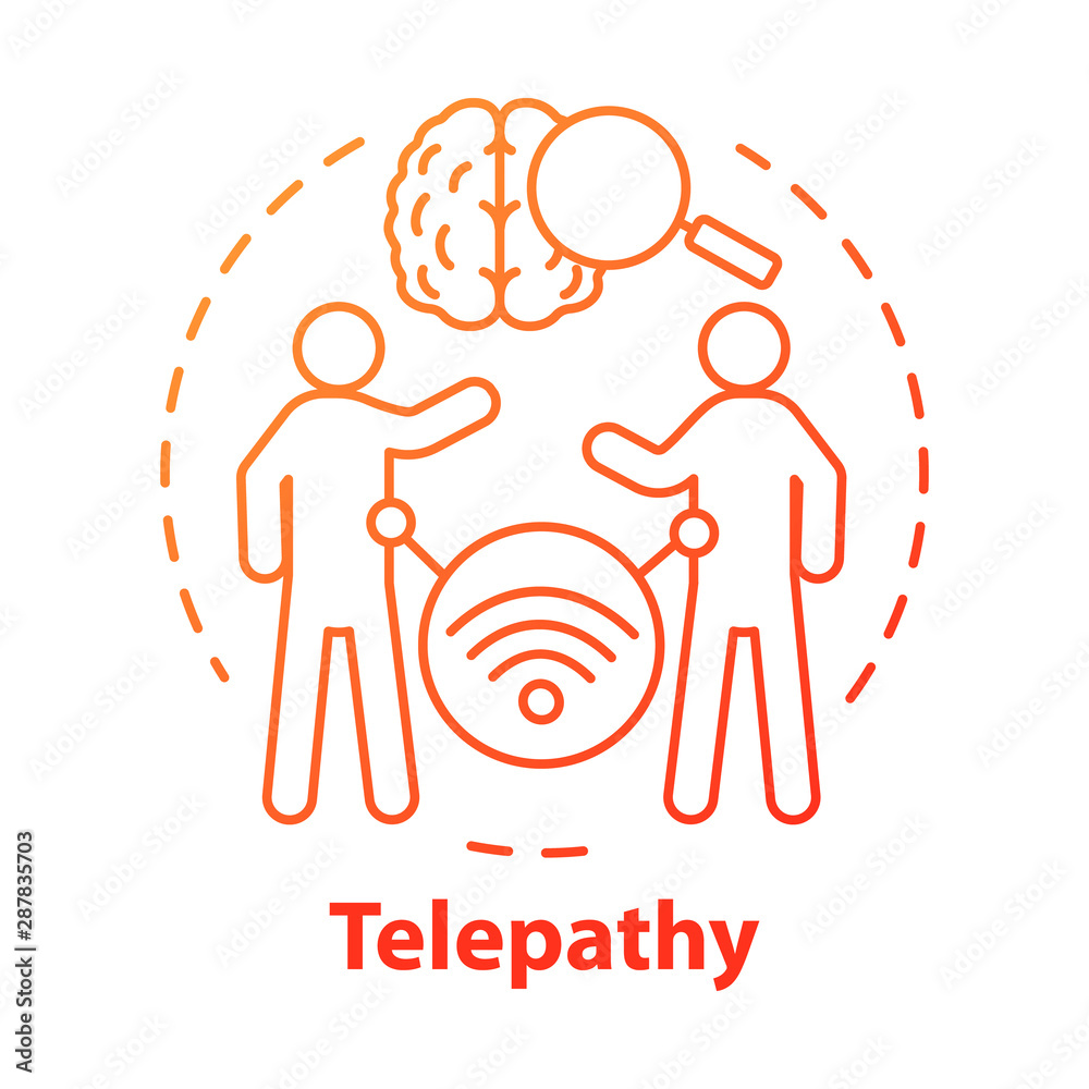 Telepathy concept icon. Mind reading, thought transference idea thin ...
