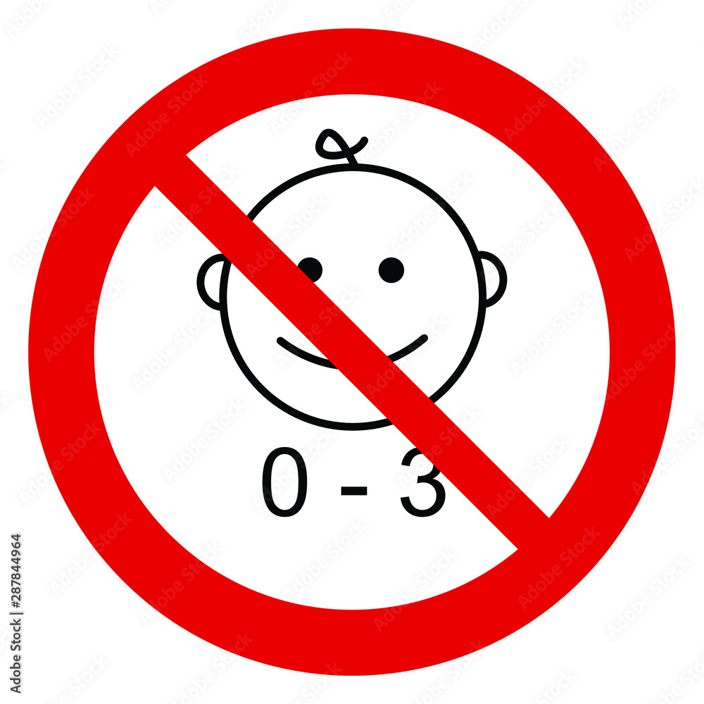 No for children under 3 years old. vector. Not allow for kids sign ...