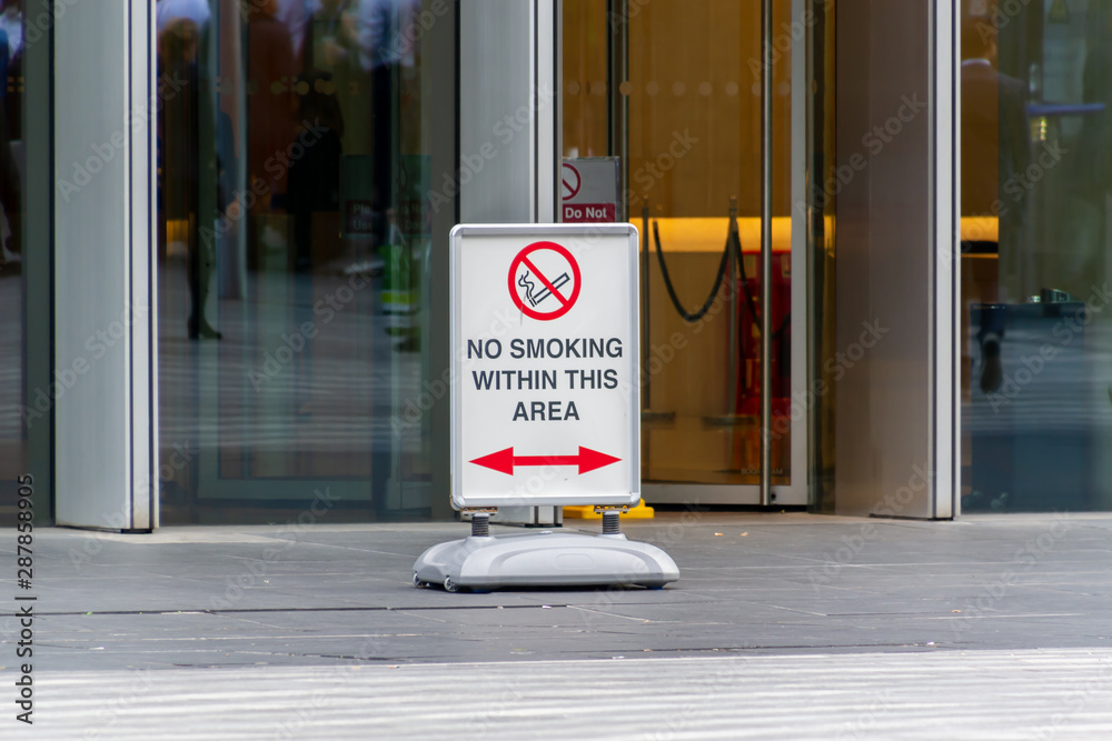 No smoking sign in public area, clean air zone Stock Photo | Adobe Stock