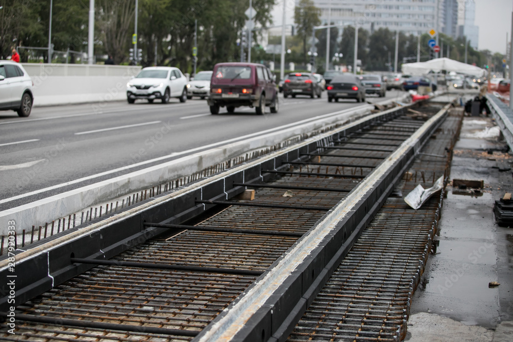 Repair of the railway tram line. Installation of new modern silent ...