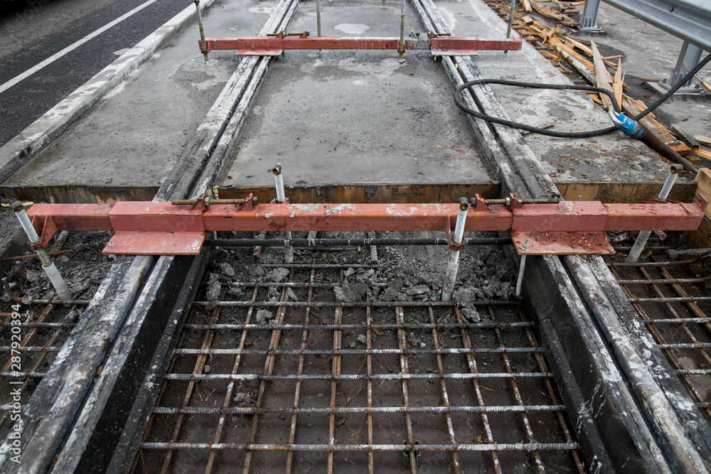 Foto de Stock Repair of the railway tram line. Installation of new ...