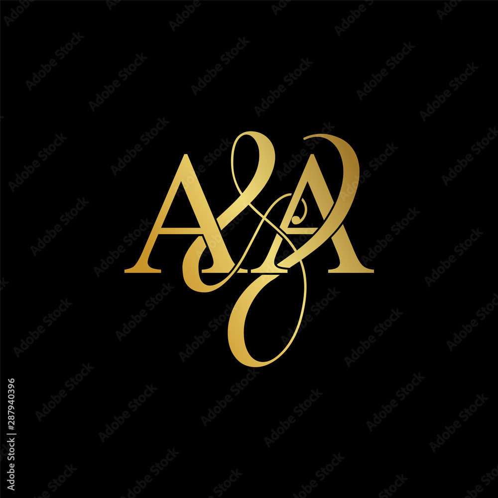 Initial letter A & A AA luxury art vector mark logo, gold color on ...