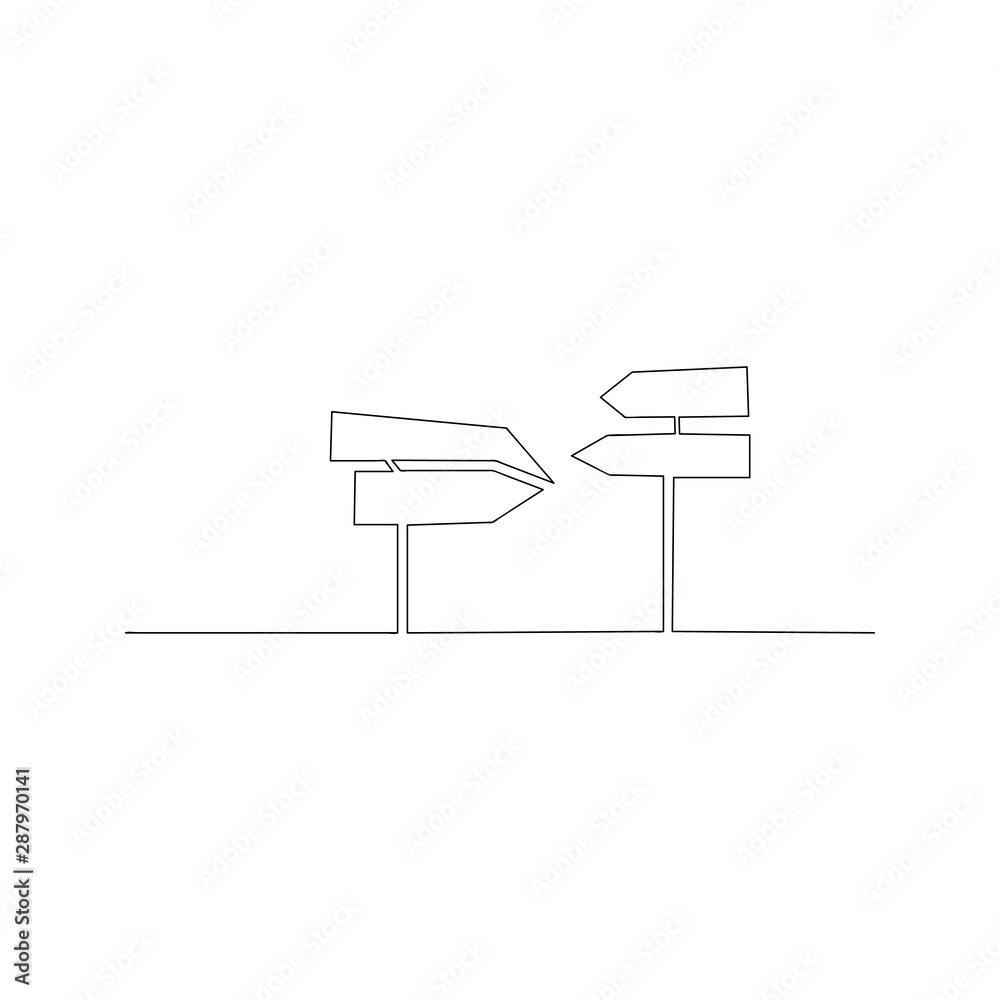 continuous line drawing of direction. isolated sketch drawing of ...