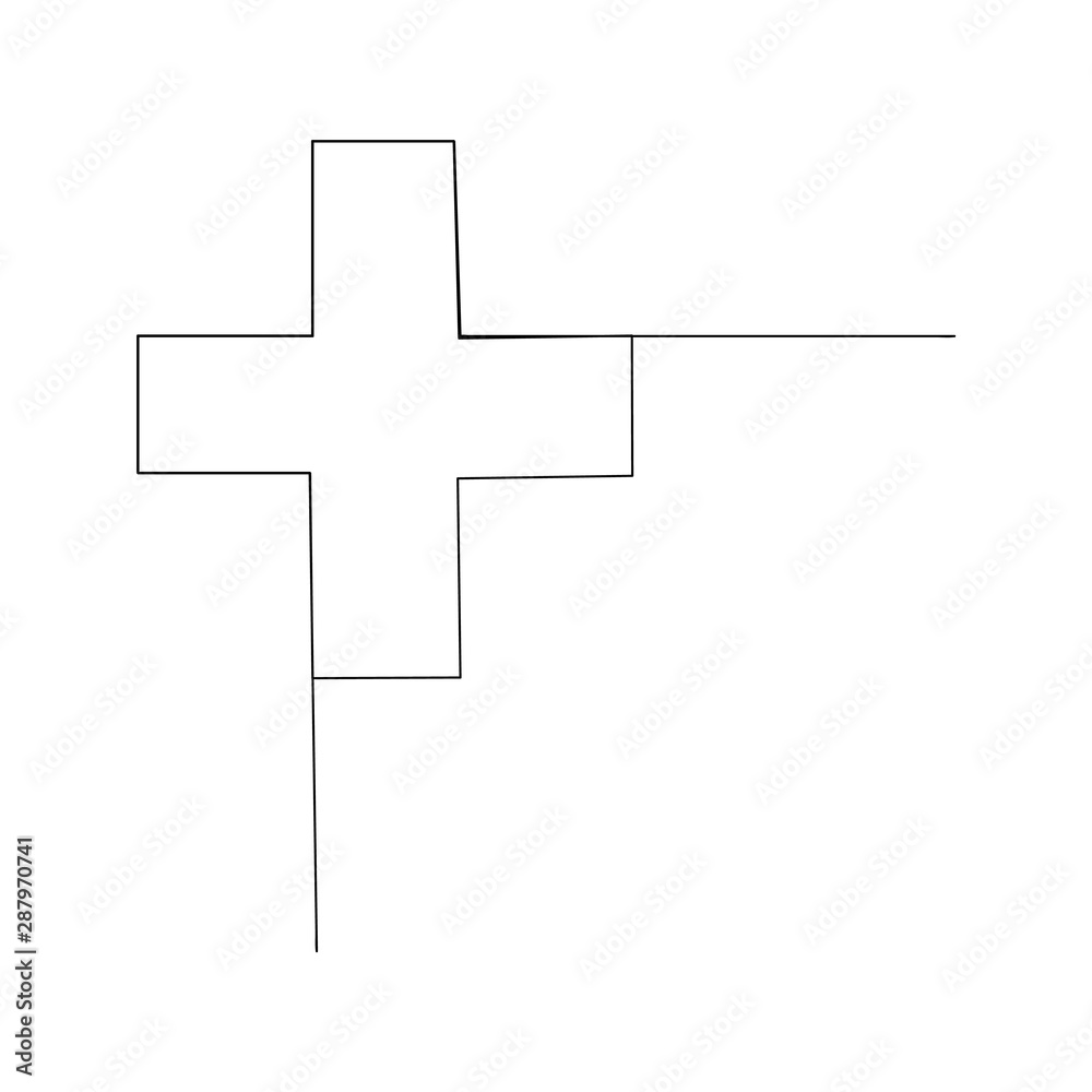 continuous line drawing of plus. isolated sketch drawing of plus line ...
