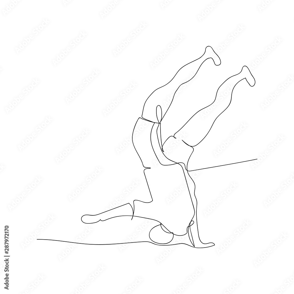 continuous line drawing of break dancer. isolated sketch drawing of ...