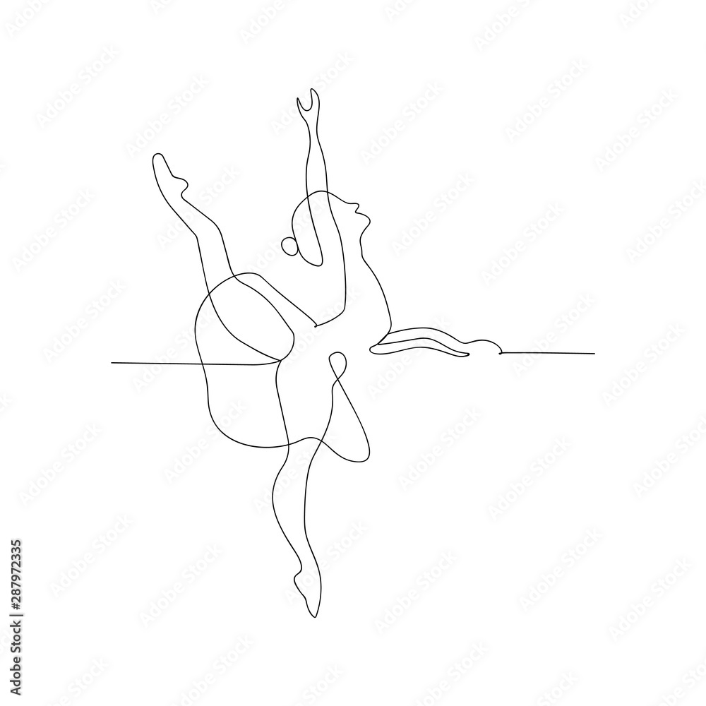 continuous line drawing of ballet. isolated sketch drawing of ballet ...