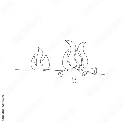 continuous line drawing of fire. isolated sketch drawing of fire line ...