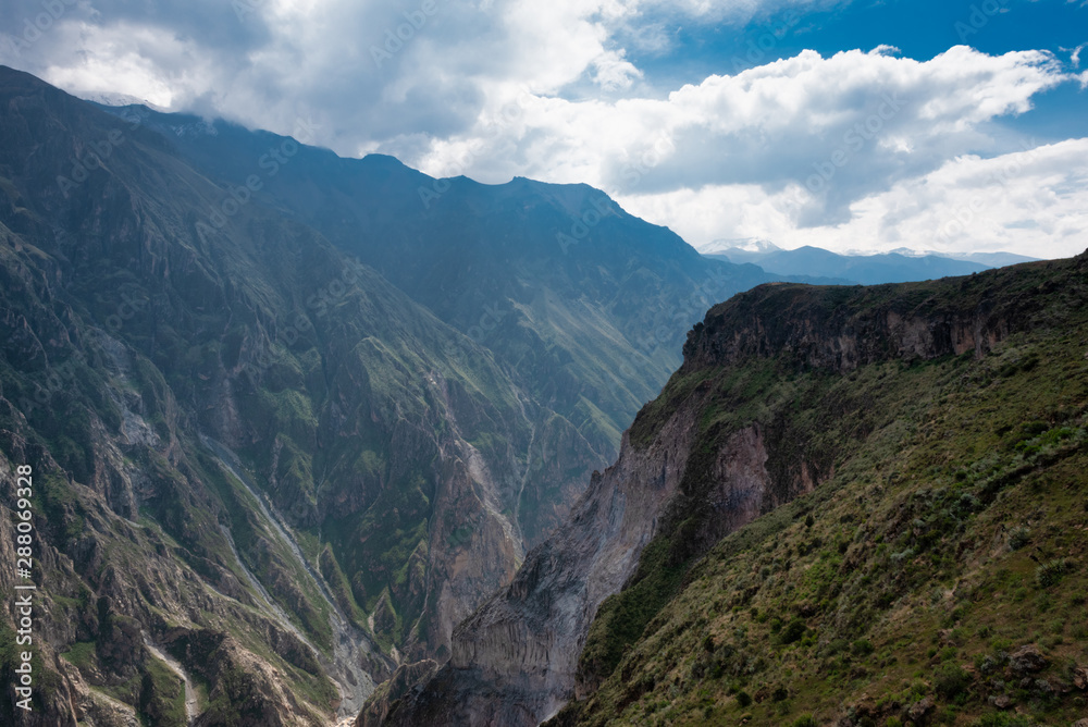 From the heights of Mirador Cruz del Condor, the large Condor birds of ...