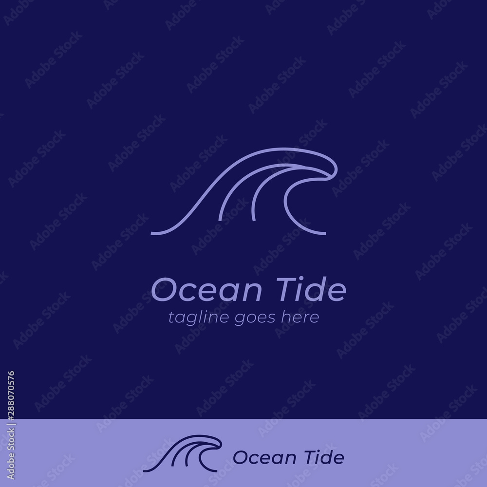 big ocean tide wave logo icon symbol vector with round big line drawing ...