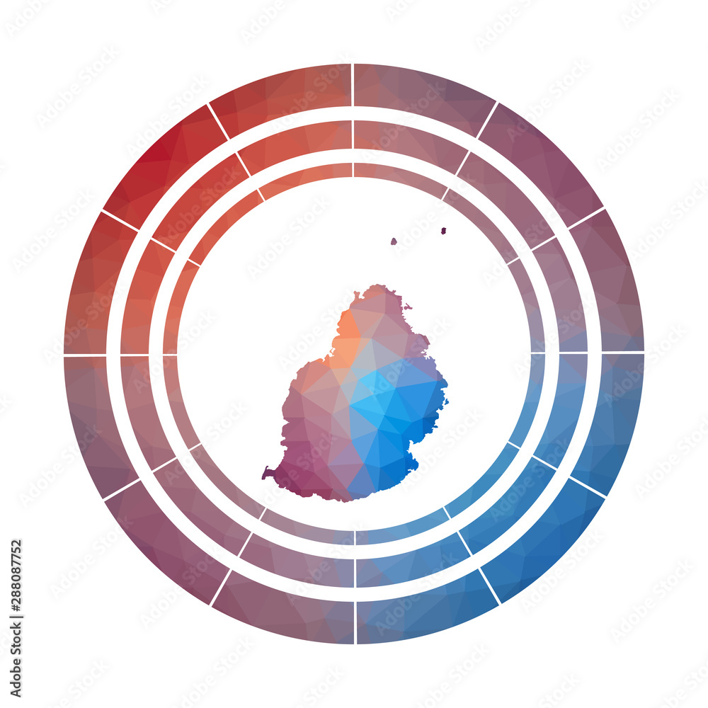 Vector de Stock Mauritius badge. Bright gradient logo of island in low ...