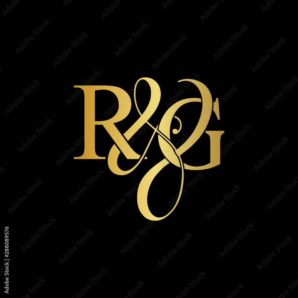 Initial letter R & G RG luxury art vector mark logo, gold color on ...