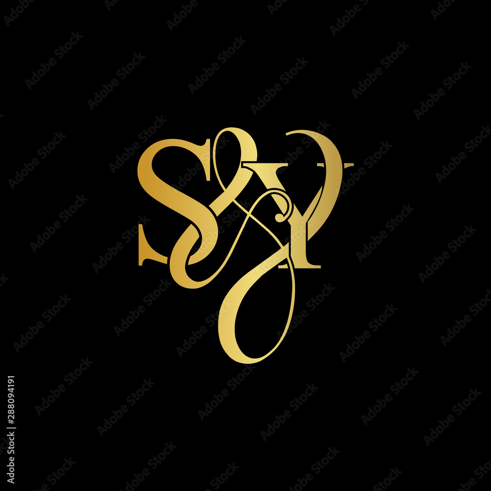 Initial letter S & Y SY luxury art vector mark logo, gold color on ...