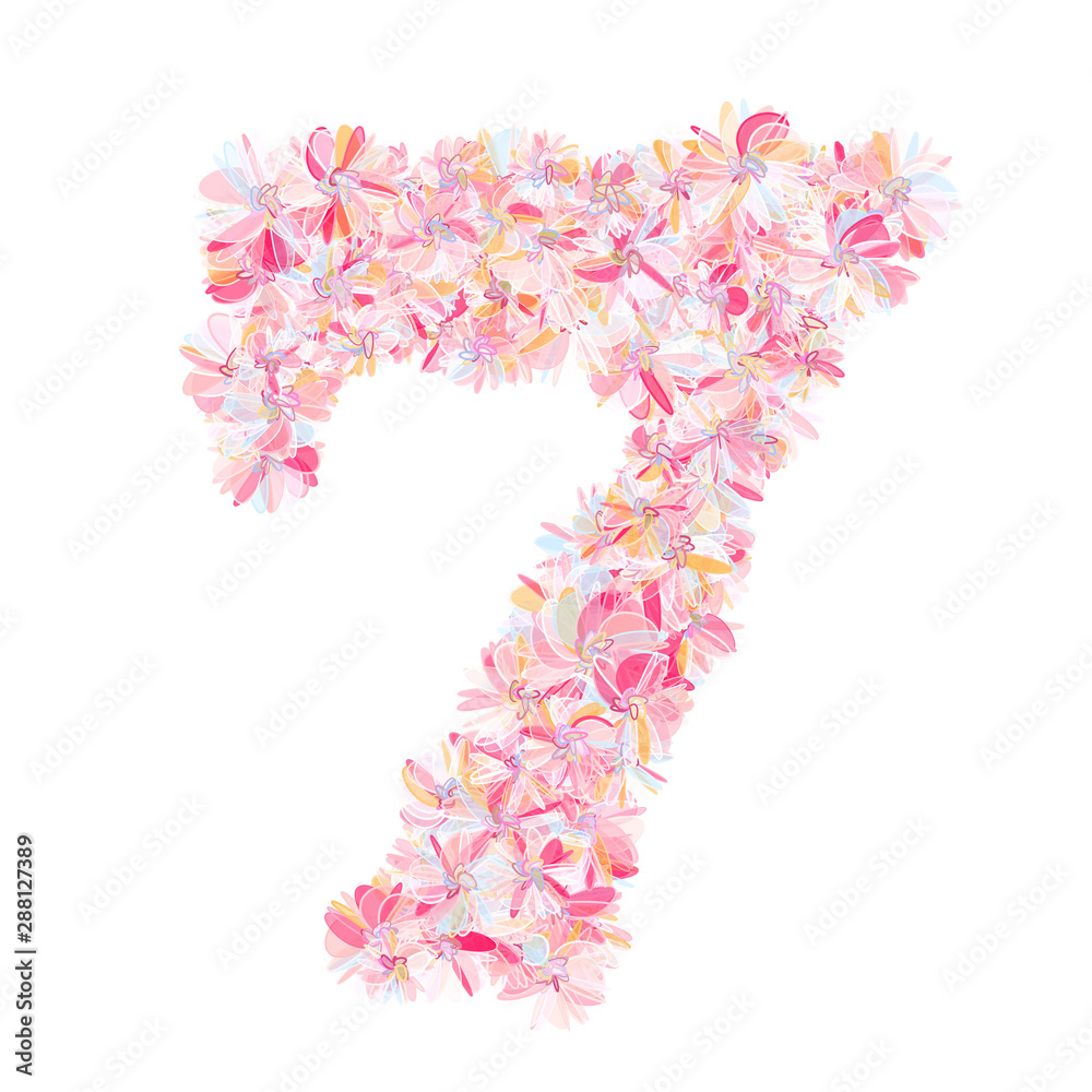 Floral number seven 7. Isolated fine detailed design element for ...