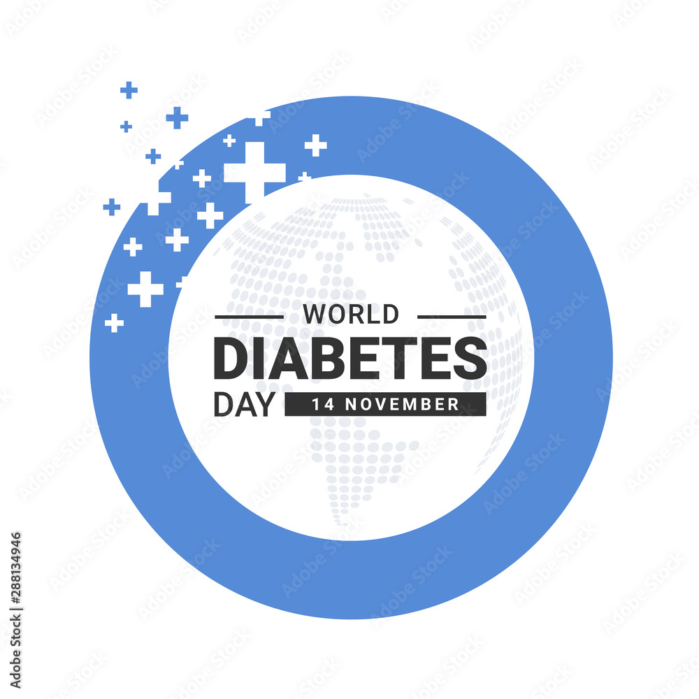 world diabetes day banner - circle ring blue frame with abstract cross ...