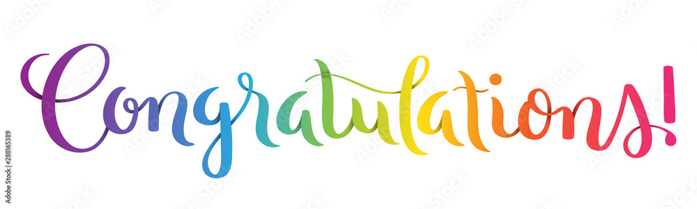 CONGRATULATIONS! rainbow vector brush calligraphy banner Stock Vector ...