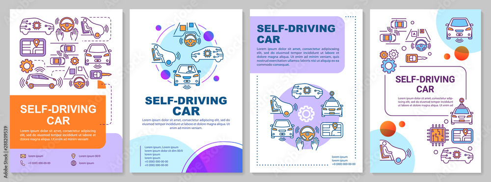 Image vectorielle Stock Self-driving car brochure template layout ...
