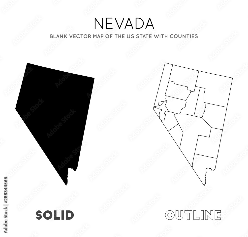 Vector de Stock Nevada map. Blank vector map of the US State with ...