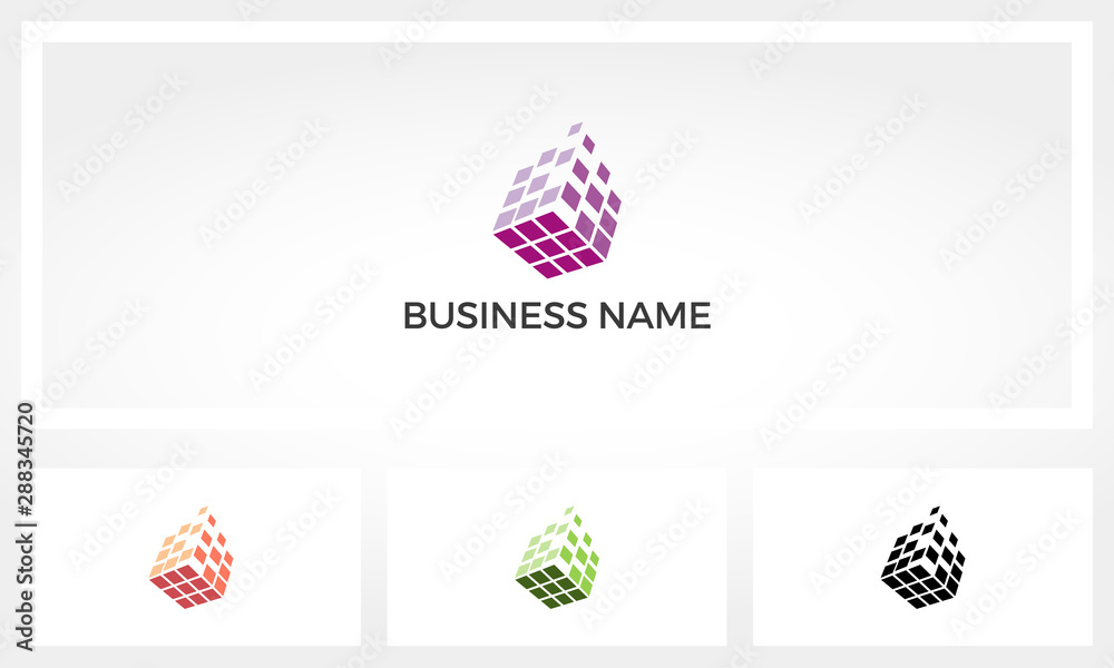 Eroded Stack Of Squares Logo Stock Vector | Adobe Stock