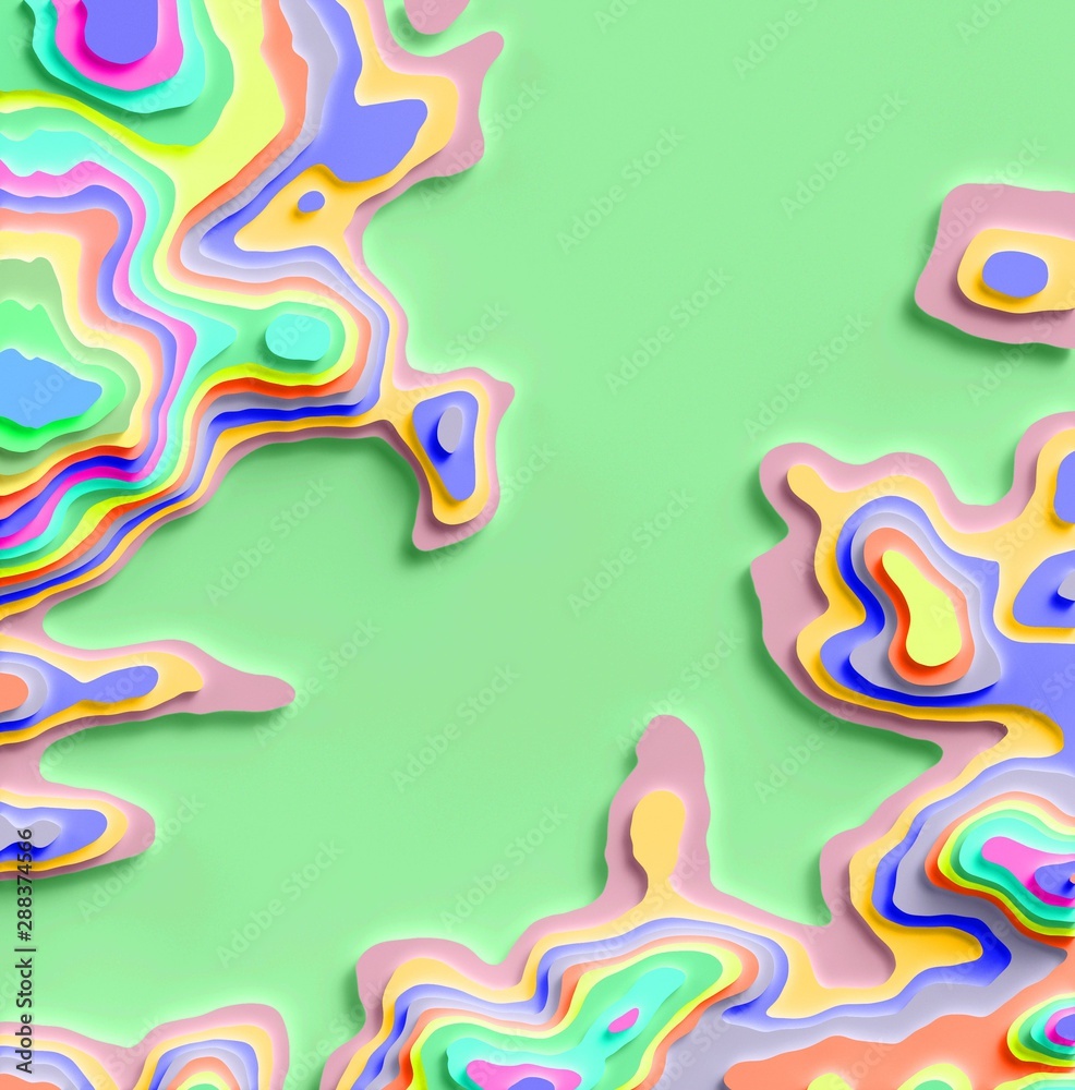 3D Cartography concep background. Rendering. Map line of topography ...