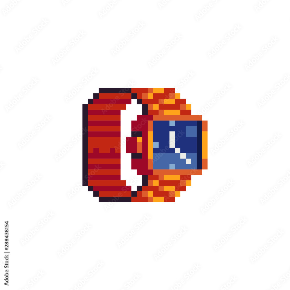 Pixel art golden wrist watches icon. Design for logo, sticker and ...