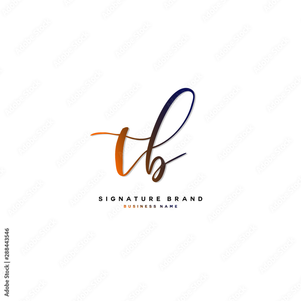 T B TB Initial letter handwriting and signature logo concept design ...