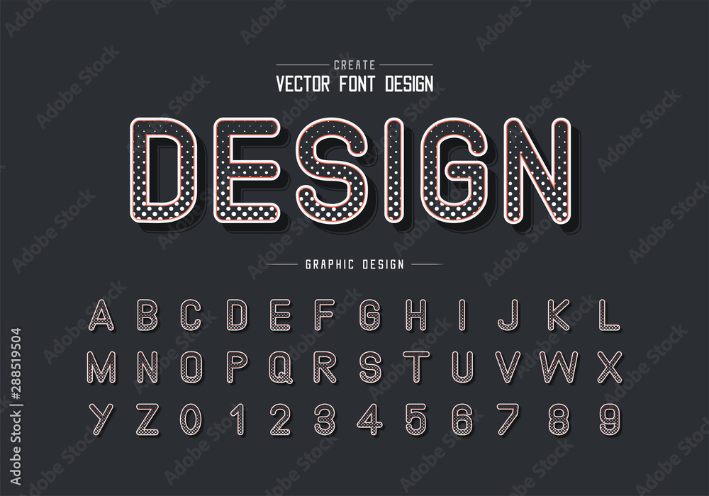 Halftone circle font and alphabet vector, Digital typeface letter and ...