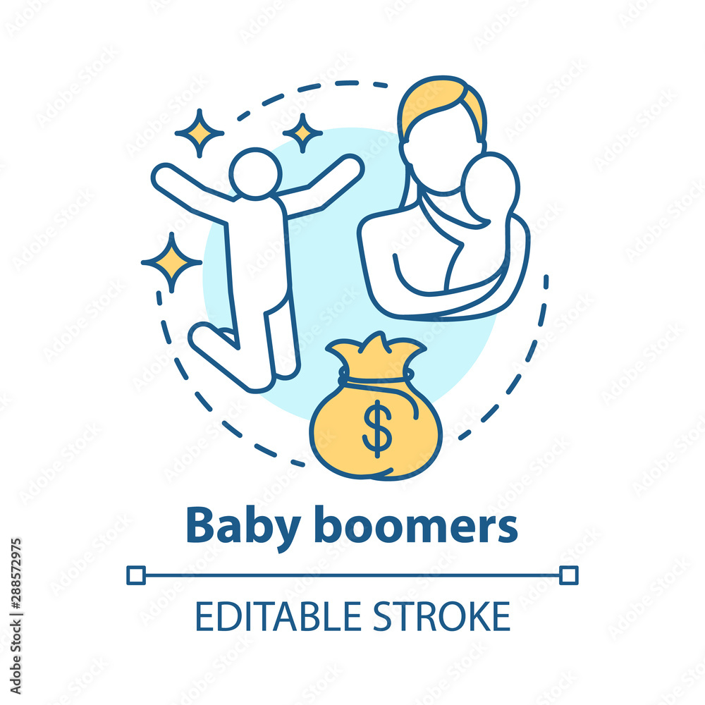 Baby boomers concept icon. Generation idea thin line illustration ...