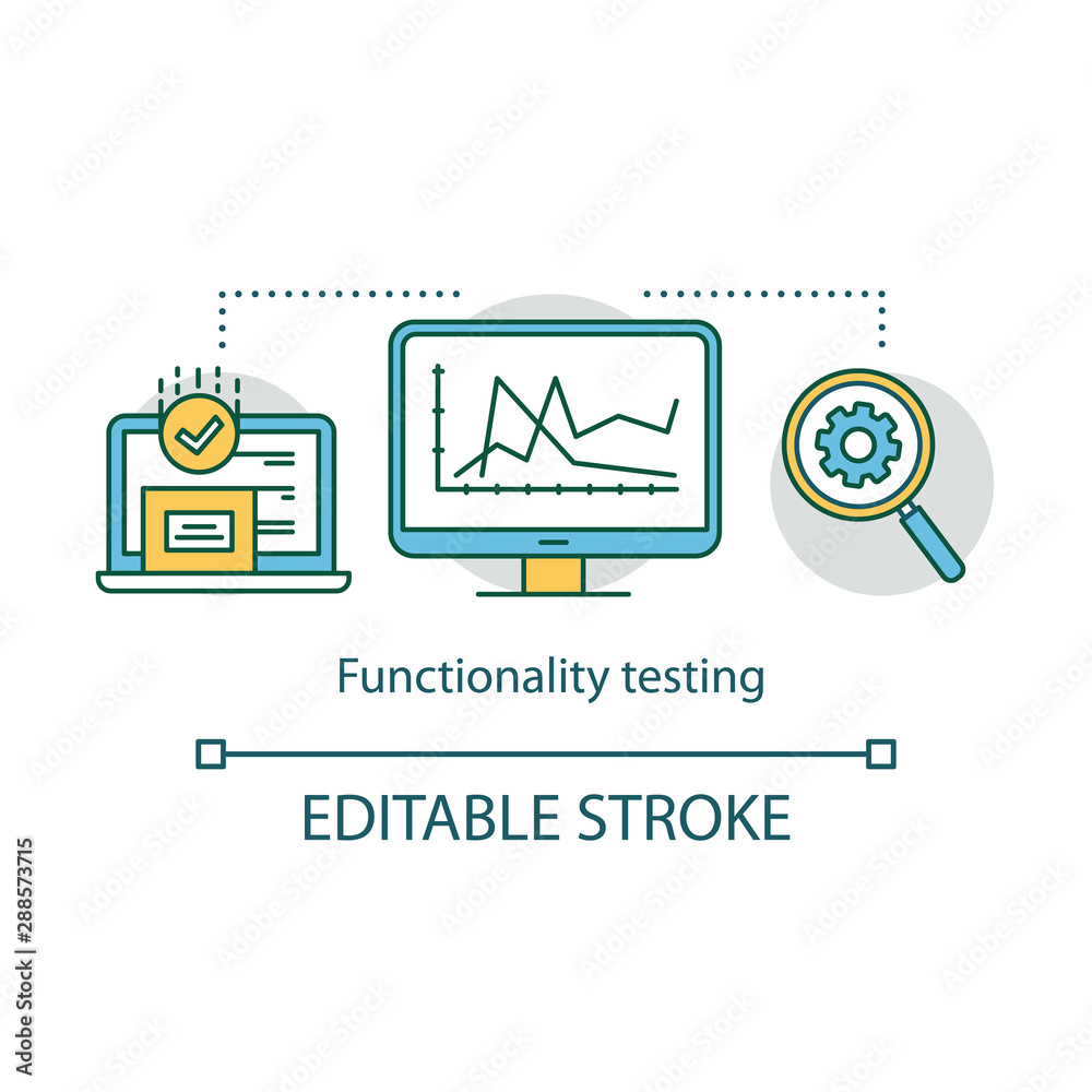 Functionality testing concept icon. Software application operates ...