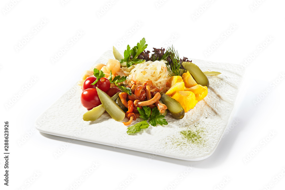 Restaurant Starter Menu with Fermented Marinated Food Stock Photo ...
