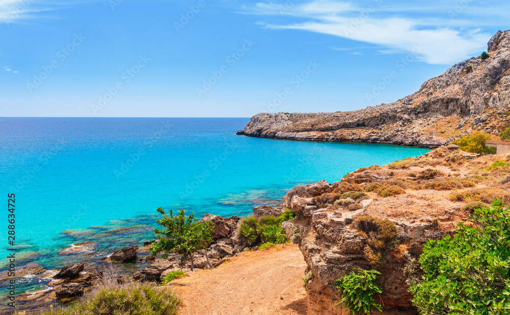Fotografie Sea skyview landscape photo near Agia Agathi beach and ...