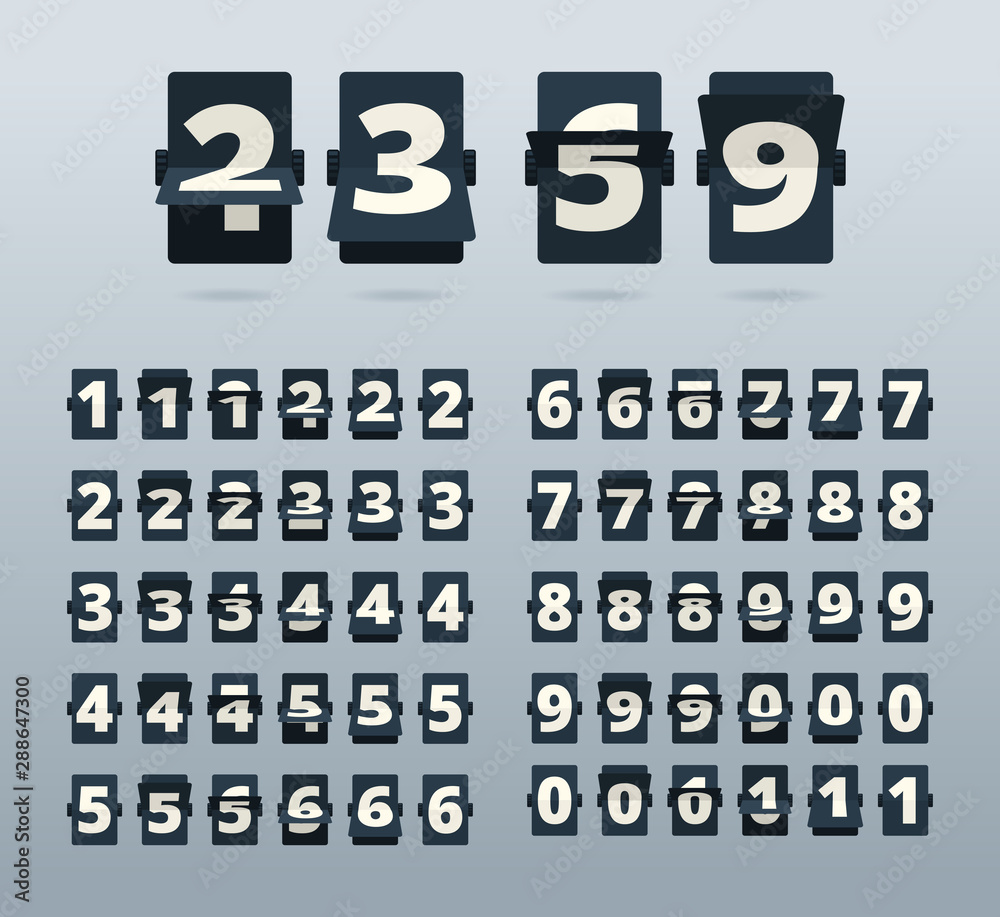 Time numbers. Flip clock template countdown vector template ...