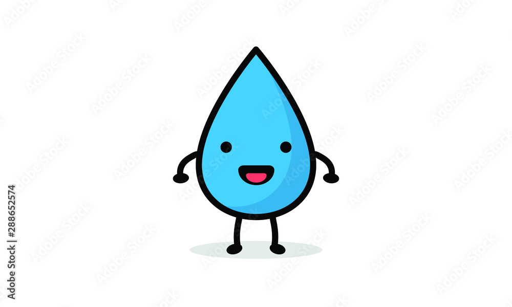 Cute Happy Smiling Water Drop Stock Vector | Adobe Stock