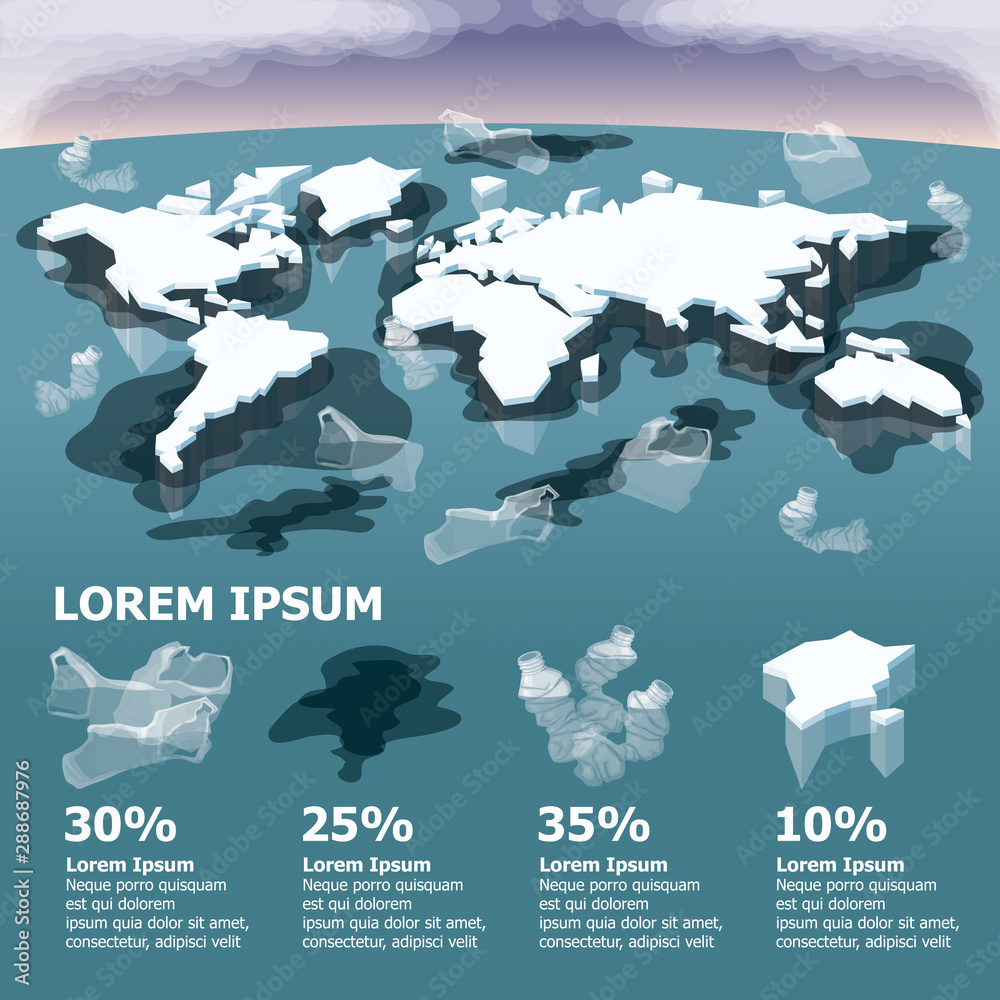 Melting Ice Map Of World Stock Vector | Adobe Stock
