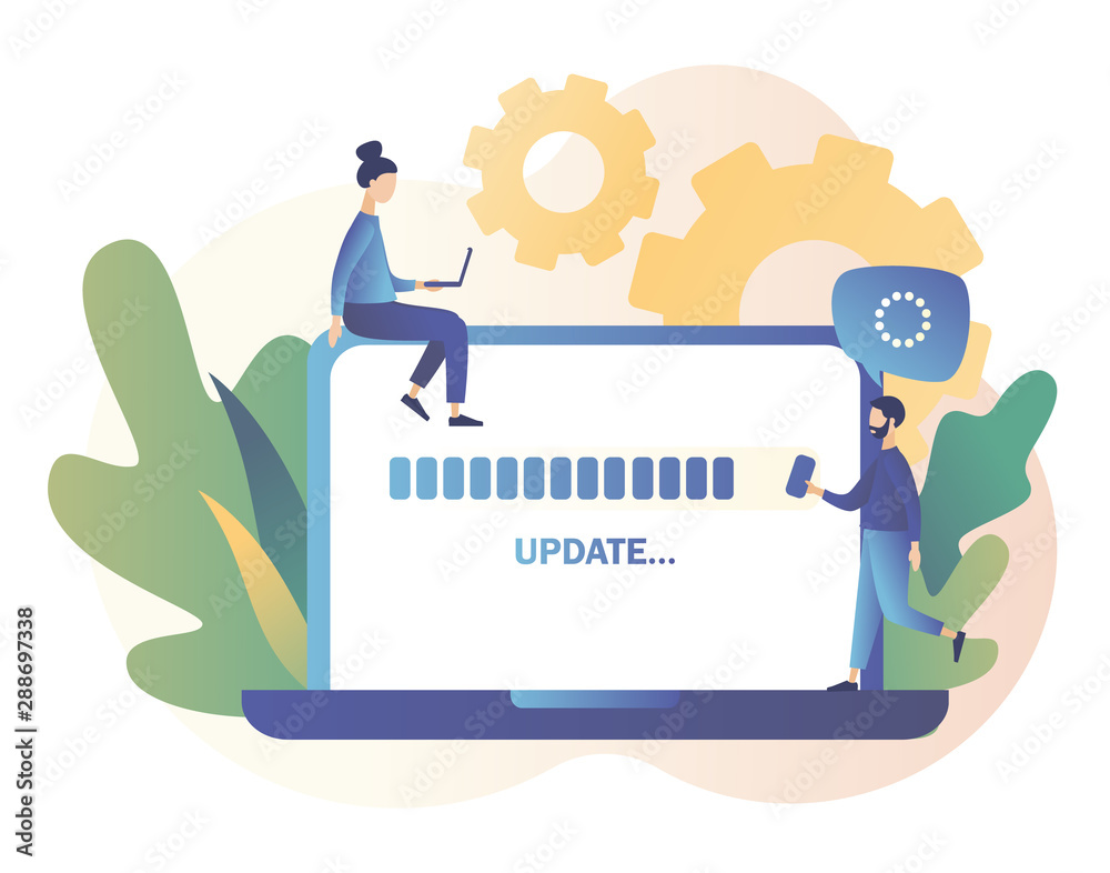 System update concept. Modern flat cartoon style. Vector illustration ...
