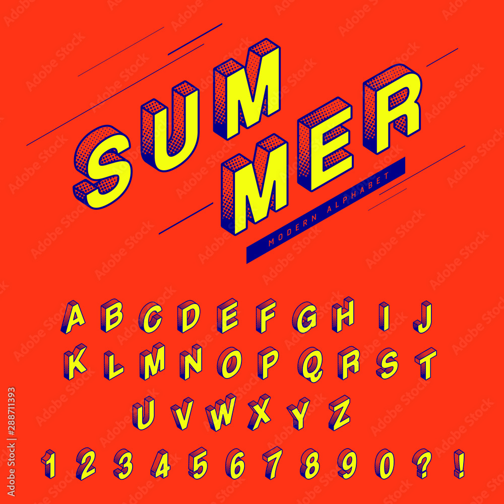 Summer condensed display font popart design, alphabet, letters and ...