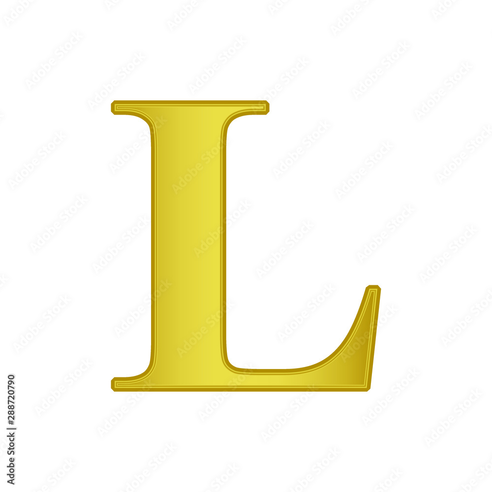 Gold letter L. Golden alphabet. Beautiful capital letters. Stock Vector ...