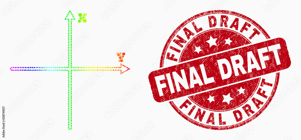 Pixel rainbow gradiented Cartesian axes mosaic pictogram and Final ...