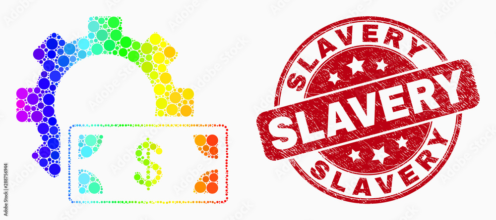 Pixelated spectrum financial settings gear mosaic pictogram and Slavery ...