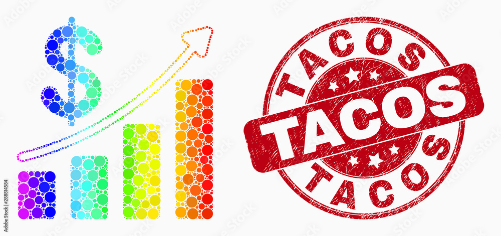 Pixel spectral profit up trend chart mosaic pictogram and Tacos seal ...