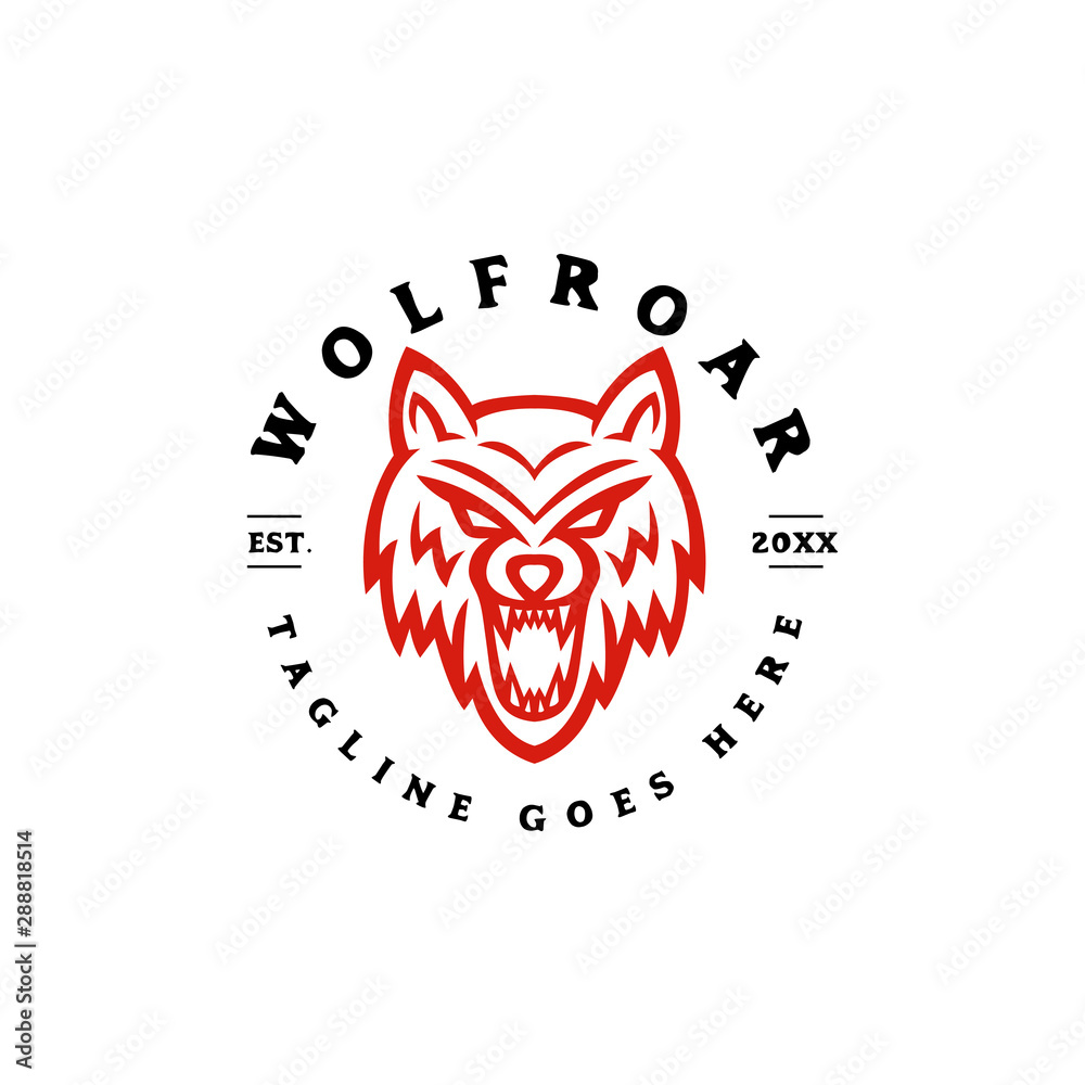 wolf face head roar beast logo icon vector template Stock Vector ...