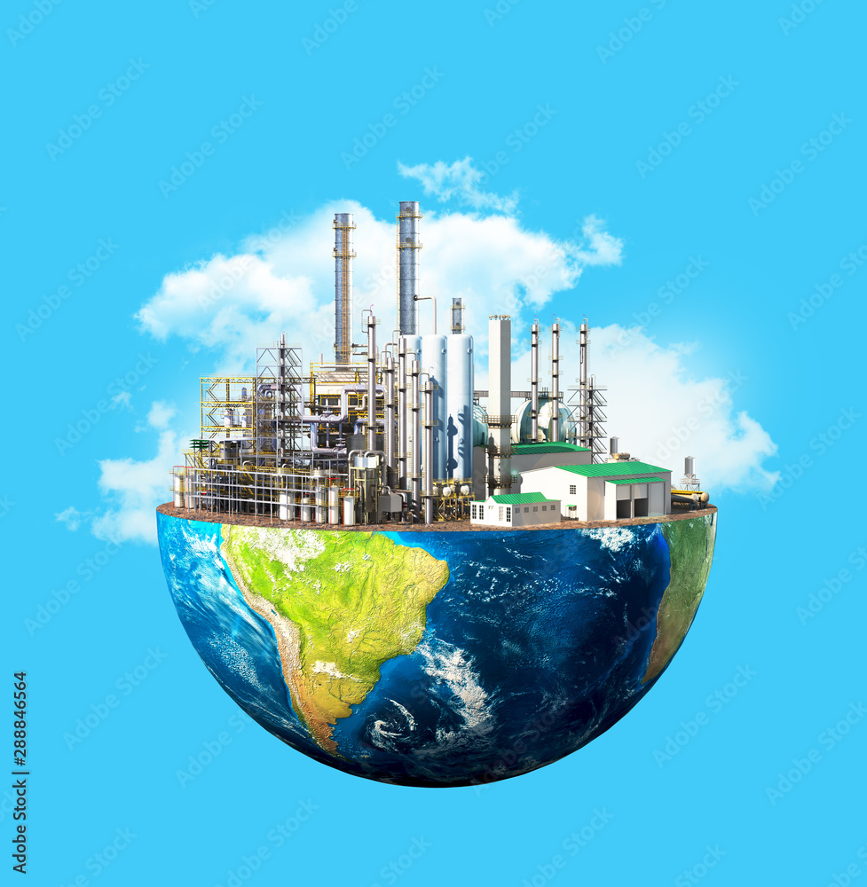 Environmental pollution concept. Plant on planet Earth isolated on a ...