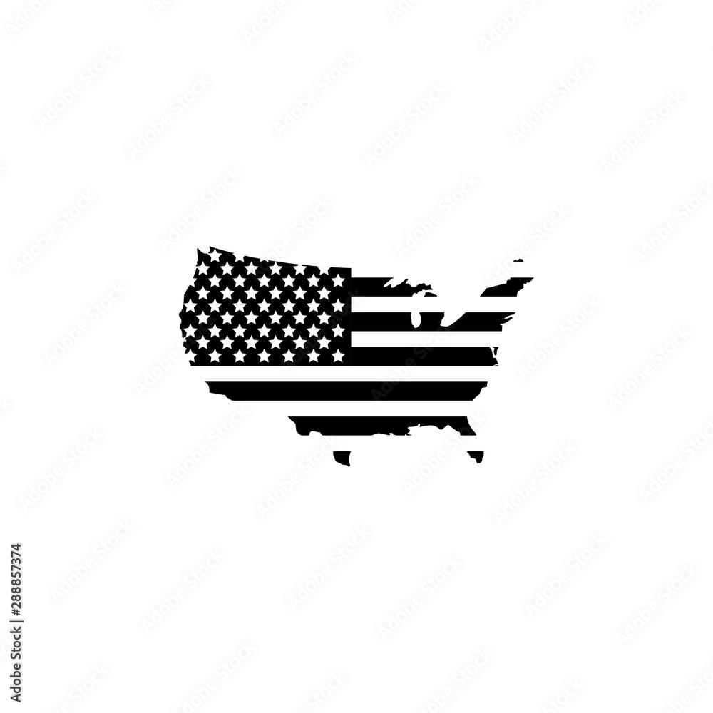 USA map black icon. Usa map with flag america. United States of America ...