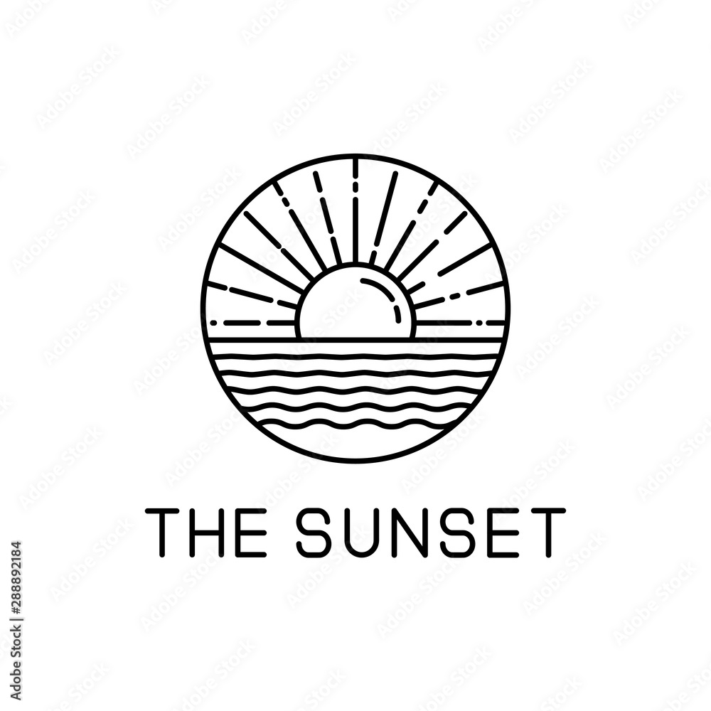sunset line art design Stock Vector | Adobe Stock