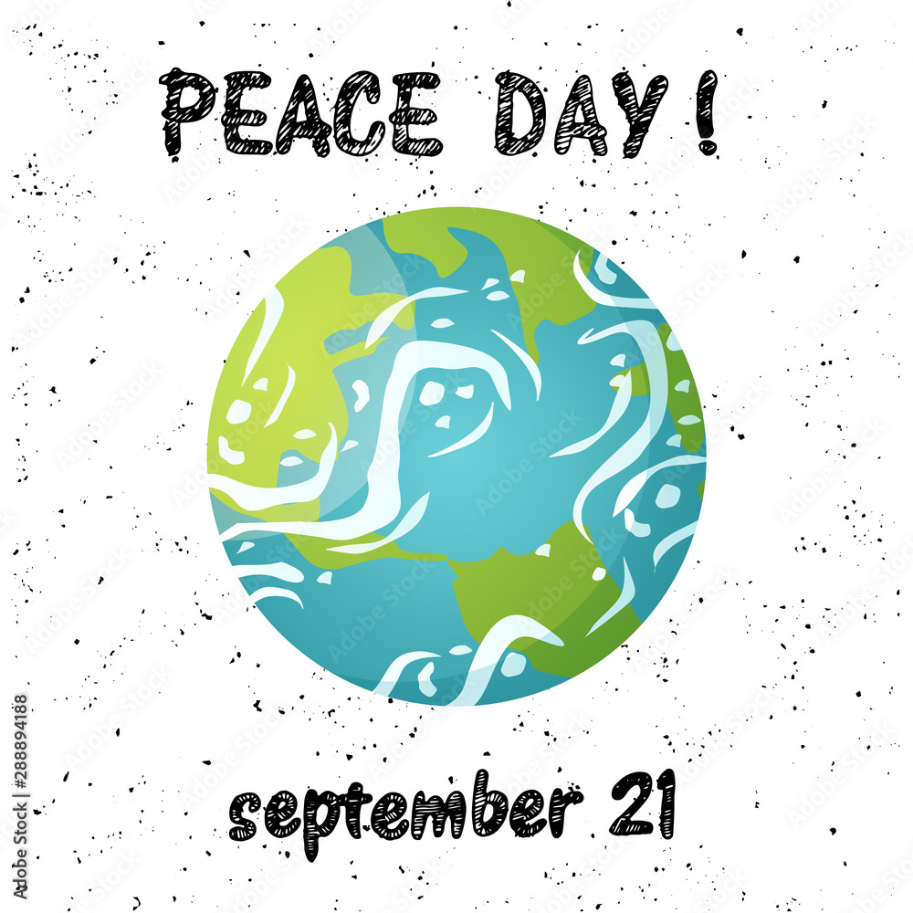 Peace day, 21 September, international holiday, postcard decorated by ...