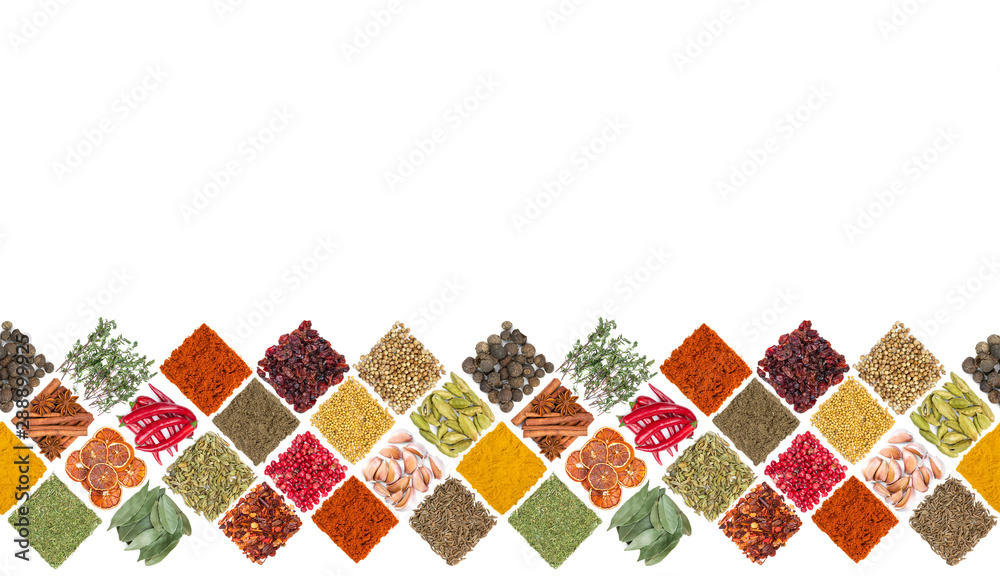 Seamless horizontal pattern with different spices Stock Photo | Adobe Stock