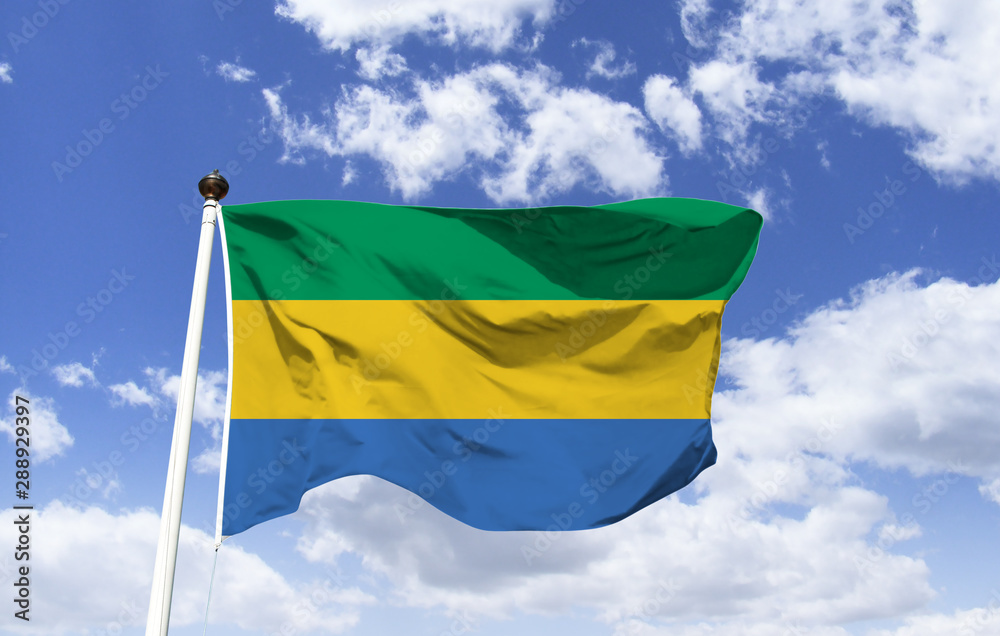 Flag of Gabon, consisting of three horizontal bands symbolizing the ...