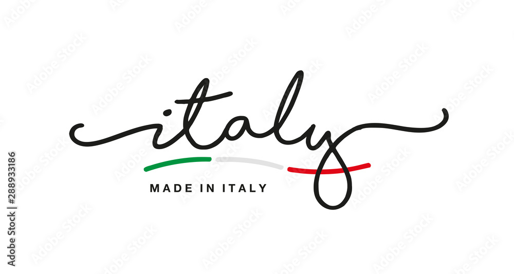 Made in Italy handwritten calligraphic lettering logo sticker green ...